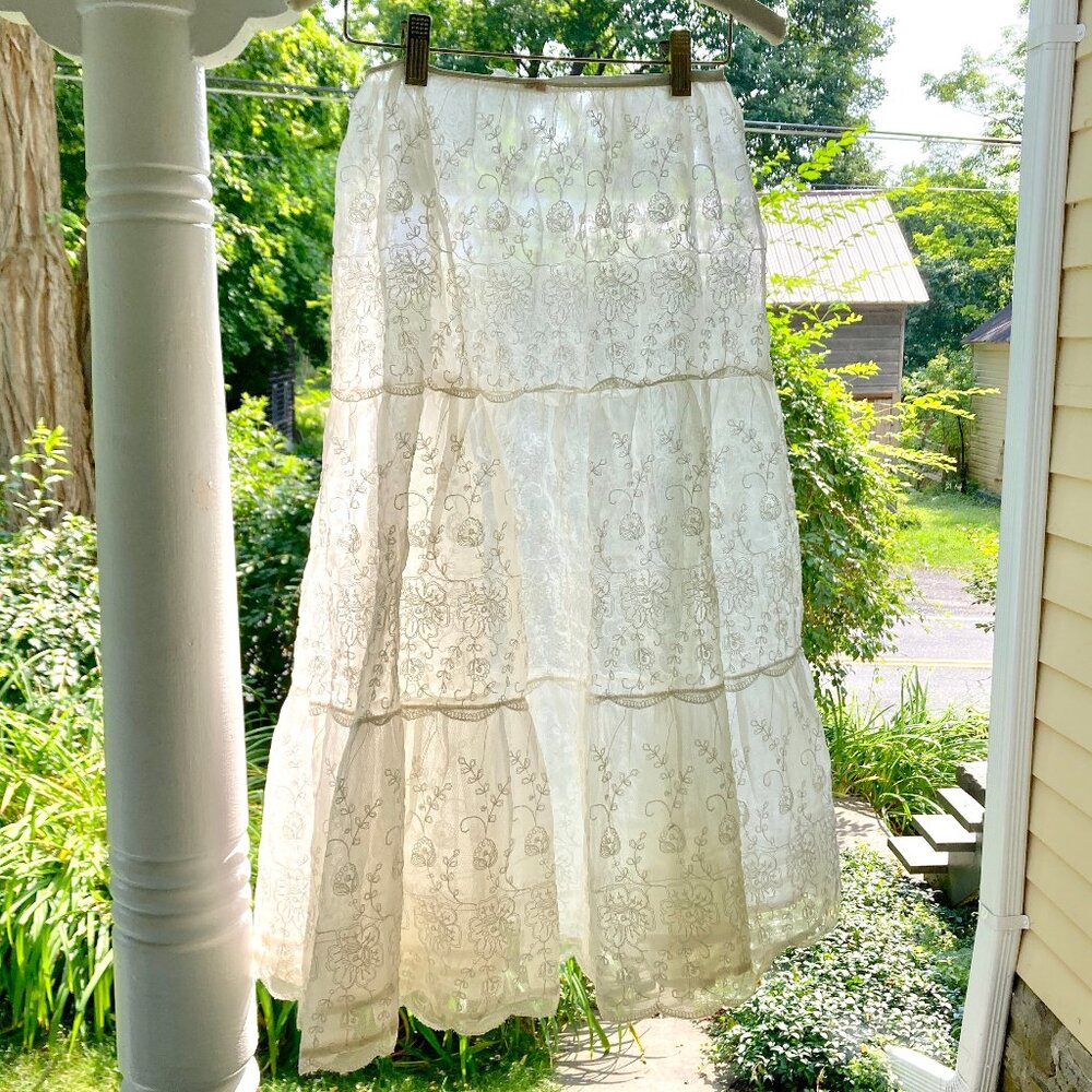 Anne Maid Vintage Embroidered 3-Tier Half-Slip - Gem